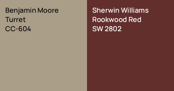 Benjamin Moore Turret vs. Sherwin Williams Rookwood Red comparison
