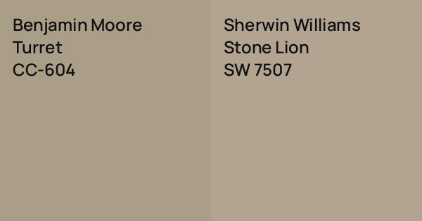 Benjamin Moore Turret vs. Sherwin Williams Stone Lion comparison