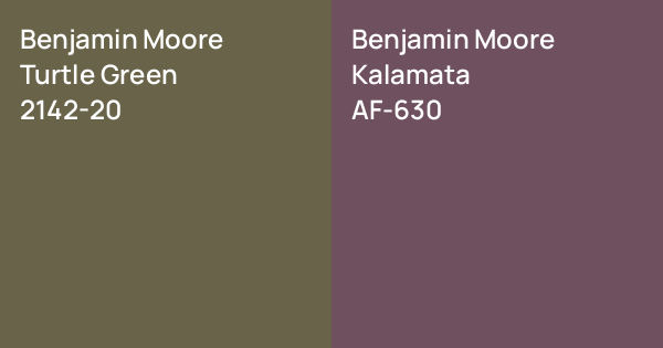 Benjamin Moore Turtle Green vs. Benjamin Moore Kalamata comparison