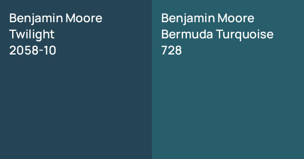 Benjamin Moore Twilight vs. Benjamin Moore Bermuda Turquoise comparison