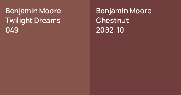 Benjamin Moore Twilight Dreams vs. Benjamin Moore Chestnut comparison