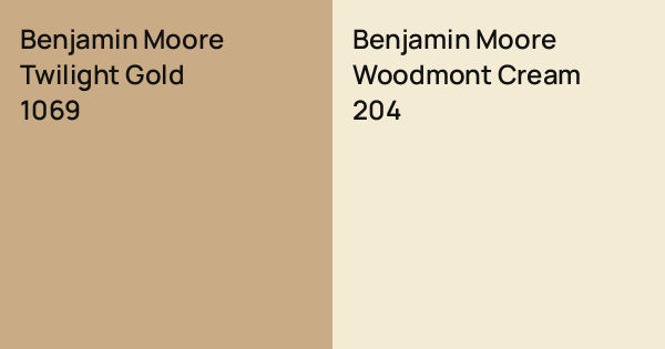 Benjamin Moore Twilight Gold vs. Benjamin Moore Woodmont Cream comparison