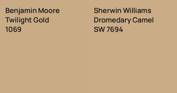 Benjamin Moore Twilight Gold vs. Sherwin Williams Dromedary Camel ...