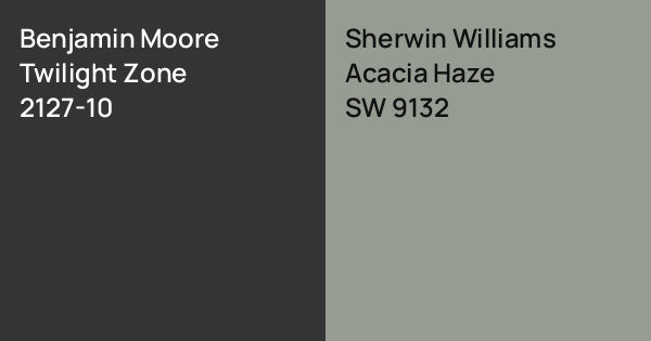 Benjamin Moore Twilight Zone vs. Sherwin Williams Acacia Haze comparison