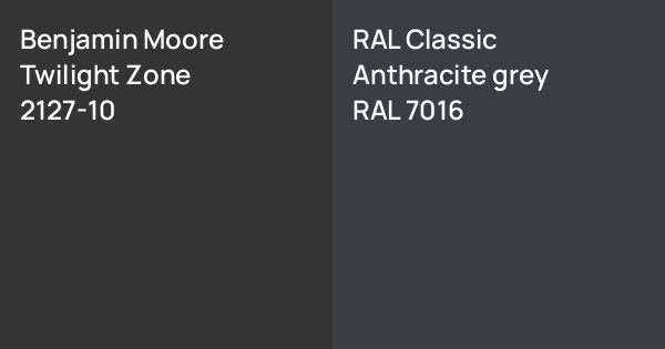 Benjamin Moore Twilight Zone vs. RAL Classic Anthracite grey comparison