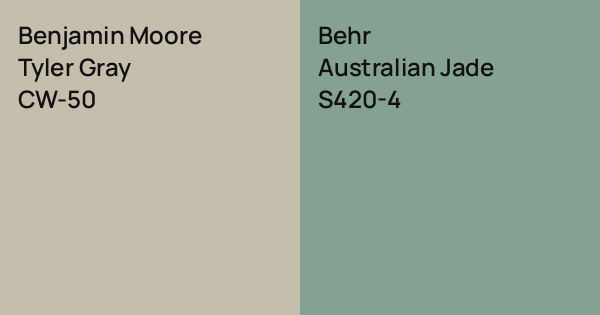 Benjamin Moore Tyler Gray vs. Behr Australian Jade comparison