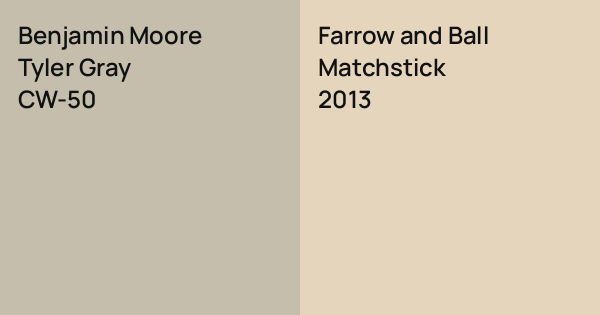 Benjamin Moore Tyler Gray vs. Farrow and Ball Matchstick comparison