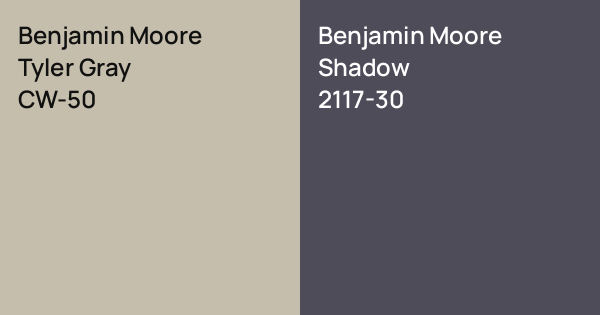 Benjamin Moore Tyler Gray vs. Benjamin Moore Shadow comparison