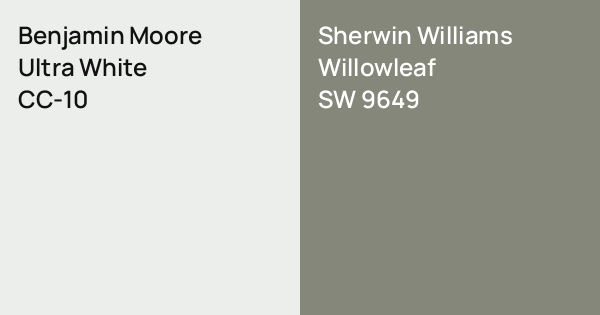 Benjamin Moore Ultra White vs. Sherwin Williams Willowleaf comparison
