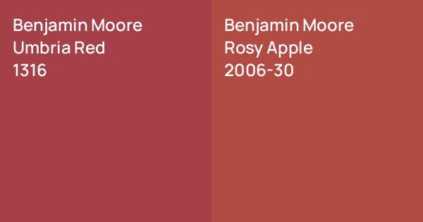 Benjamin Moore Umbria Red vs. Benjamin Moore Rosy Apple comparison