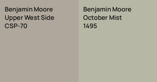 Benjamin Moore Upper West Side vs. Benjamin Moore October Mist comparison