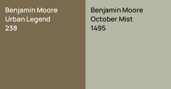 Benjamin Moore Urban Legend vs. Benjamin Moore October Mist comparison