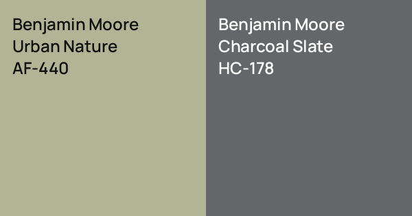 Benjamin Moore Urban Nature vs. Benjamin Moore Charcoal Slate comparison