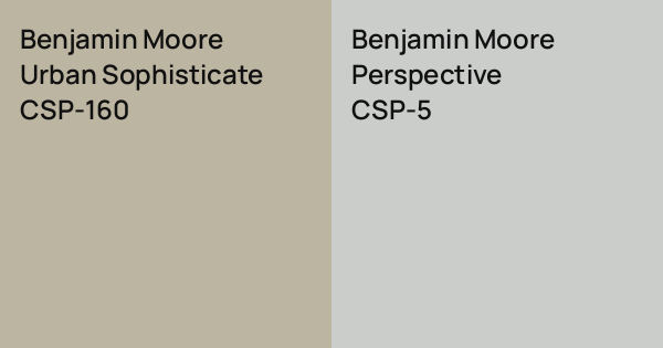 Benjamin Moore Urban Sophisticate vs. Benjamin Moore Perspective comparison