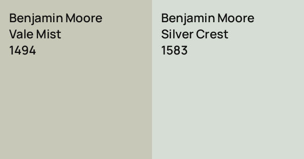 Benjamin Moore Vale Mist vs. Benjamin Moore Silver Crest comparison