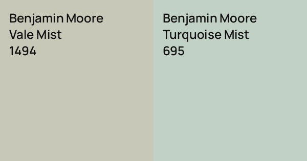 Benjamin Moore Vale Mist vs. Benjamin Moore Turquoise Mist comparison
