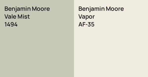 Benjamin Moore Vale Mist vs. Benjamin Moore Vapor comparison