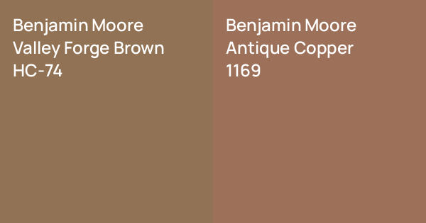 Benjamin Moore Valley Forge Brown vs. Benjamin Moore Antique Copper ...