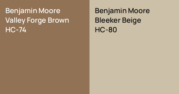 Benjamin Moore Valley Forge Brown vs. Benjamin Moore Bleeker Beige ...