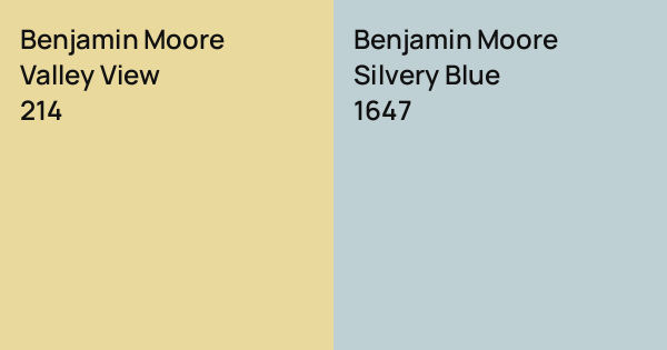 Benjamin Moore Valley View vs. Benjamin Moore Silvery Blue comparison