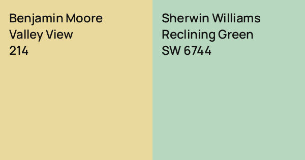 Benjamin Moore Valley View vs. Sherwin Williams Reclining Green comparison