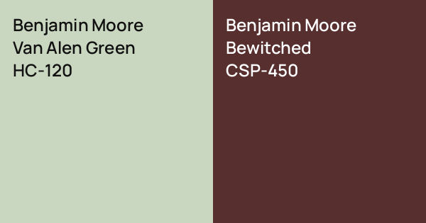 Benjamin Moore Van Alen Green vs. Benjamin Moore Bewitched comparison