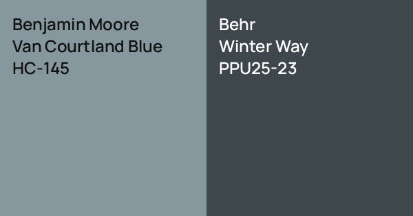Benjamin Moore Van Courtland Blue vs. Behr Winter Way comparison