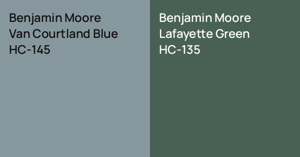 Benjamin Moore Van Courtland Blue vs. Benjamin Moore Lafayette Green ...