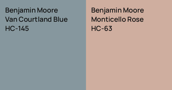 Benjamin Moore Van Courtland Blue vs. Benjamin Moore Monticello Rose ...