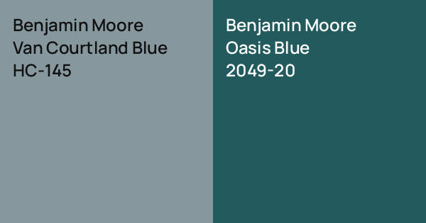 Benjamin Moore Van Courtland Blue vs. Benjamin Moore Oasis Blue comparison
