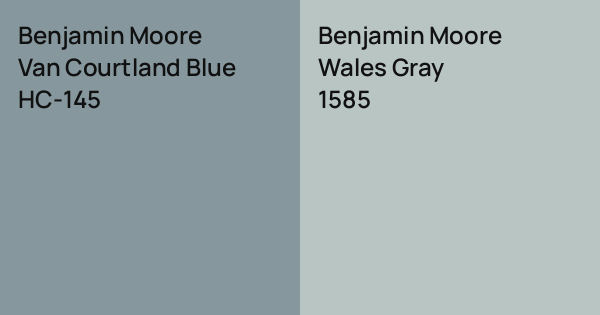Benjamin Moore Van Courtland Blue vs. Benjamin Moore Wales Gray comparison