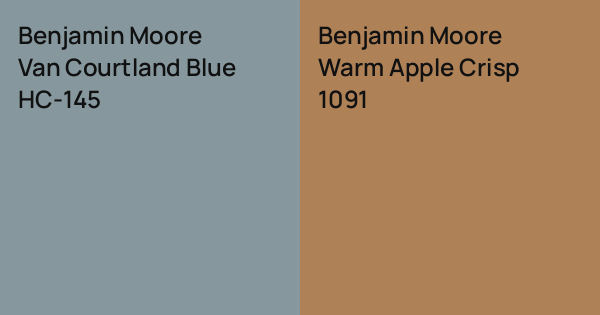 Benjamin Moore Van Courtland Blue vs. Benjamin Moore Warm Apple Crisp ...