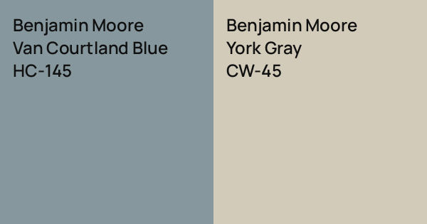 Benjamin Moore Van Courtland Blue vs. Benjamin Moore York Gray comparison
