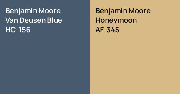 Benjamin Moore Van Deusen Blue vs. Benjamin Moore Honeymoon comparison