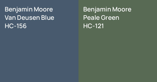 Benjamin Moore Van Deusen Blue vs. Benjamin Moore Peale Green comparison