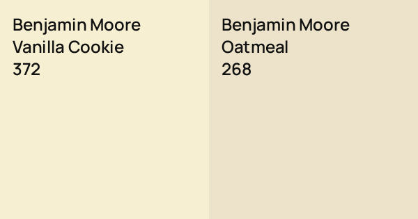 Benjamin Moore Vanilla Cookie vs. Benjamin Moore Oatmeal comparison