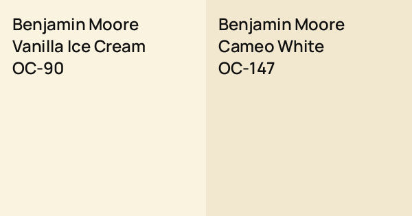 Benjamin Moore Vanilla Ice Cream vs. Benjamin Moore Cameo White comparison