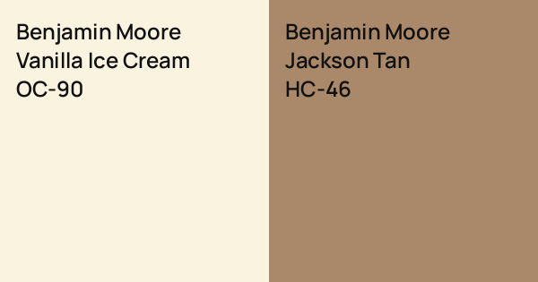 Benjamin Moore Vanilla Ice Cream vs. Benjamin Moore Jackson Tan comparison