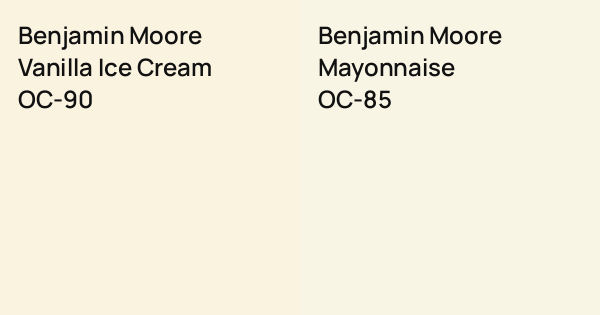 Benjamin Moore Vanilla Ice Cream vs. Benjamin Moore Mayonnaise comparison