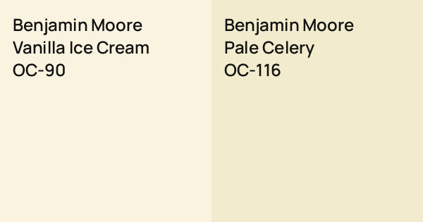 Benjamin Moore Vanilla Ice Cream vs. Benjamin Moore Pale Celery comparison