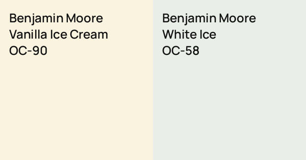 Benjamin Moore Vanilla Ice Cream vs. Benjamin Moore White Ice comparison