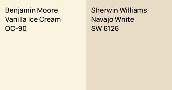 Benjamin Moore Vanilla Ice Cream vs. Sherwin Williams Navajo White ...