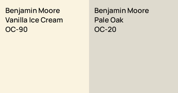 Benjamin Moore Vanilla Ice Cream vs. Benjamin Moore Pale Oak comparison