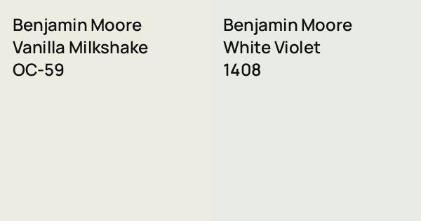 Benjamin Moore Vanilla Milkshake vs. Benjamin Moore White Violet comparison