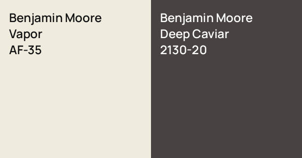 Benjamin Moore Vapor vs. Benjamin Moore Deep Caviar comparison