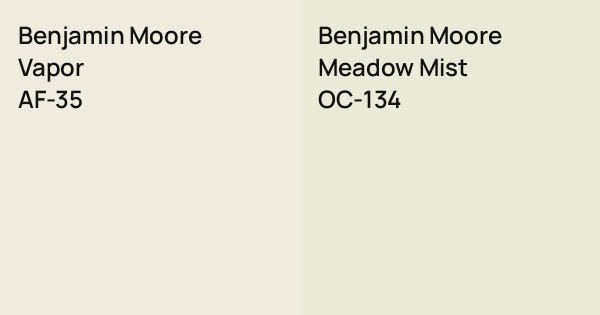 Benjamin Moore Vapor vs. Benjamin Moore Meadow Mist comparison