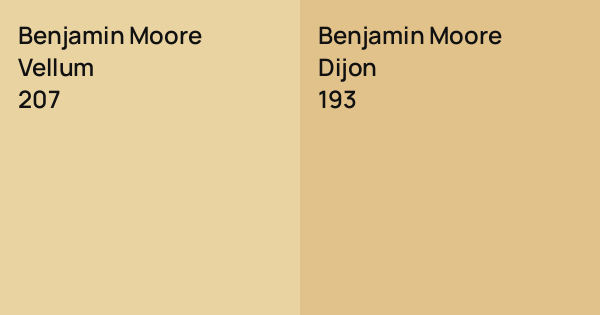 Benjamin Moore Vellum vs. Benjamin Moore Dijon comparison