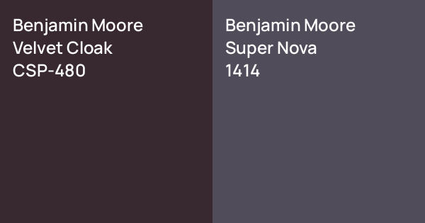 Benjamin Moore Velvet Cloak vs. Benjamin Moore Super Nova comparison