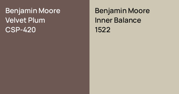 Benjamin Moore Velvet Plum vs. Benjamin Moore Inner Balance comparison