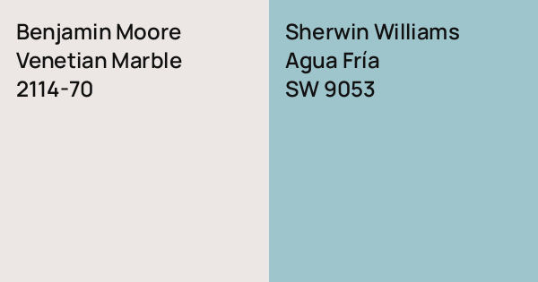 Benjamin Moore Venetian Marble vs. Sherwin Williams Agua Fría comparison